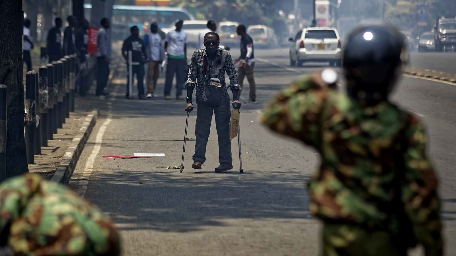 Police fire tear gas at a demonstration in Nairobi, Kenya.