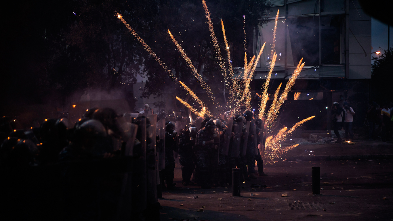 Photo: protests following massive Beirut explosion near parliament